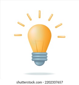 3d Yellow Light Bulb Icon Luminous Stock Vector (Royalty Free ...