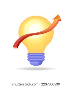3d Yellow Light Bulb Icon Increase Stock Vector (Royalty Free ...