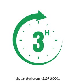 3hours Icon Symbol Green Time Oclock Stock Vector (Royalty Free ...