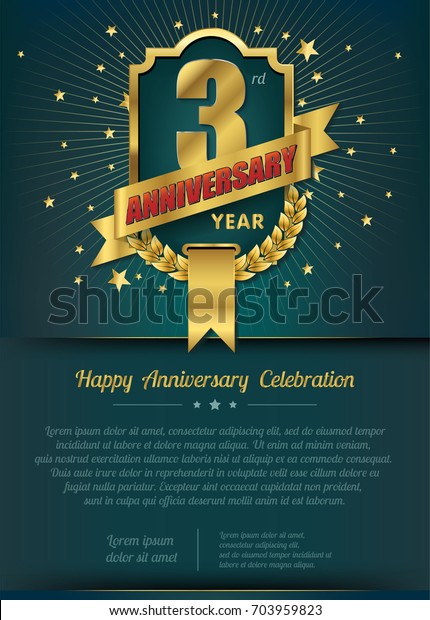 3rd Anniversary Celebration Template Design 3 Stock Vector (Royalty ...