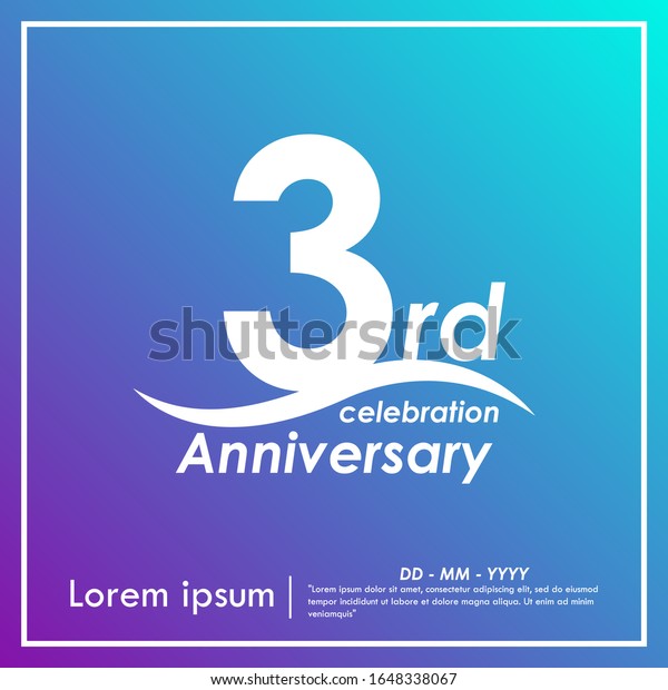 3rd Years Anniversary Celebration Logotype Violet Stock Vector (Royalty ...