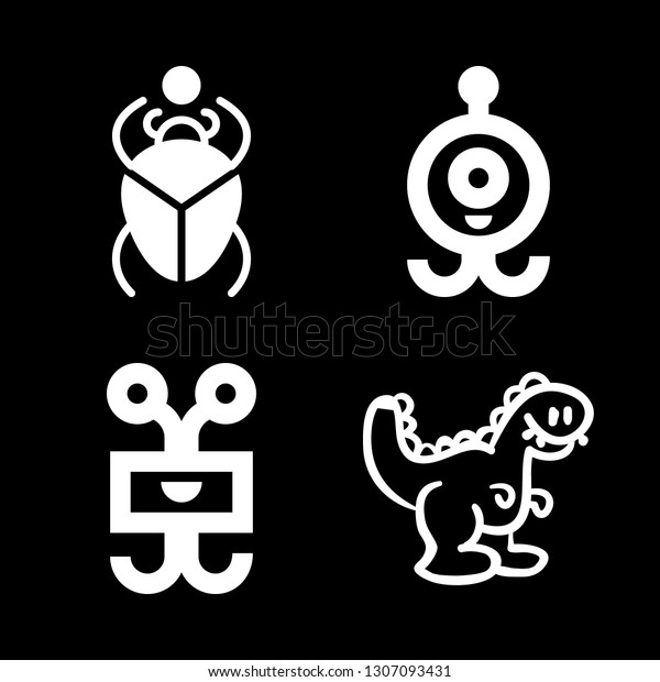4 Creature Icons Scarab Alien This Stock Vector (Royalty Free ...