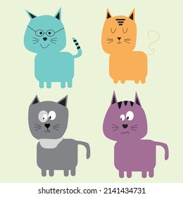 4 Cute Cats Vector Illustration Stock Vector (Royalty Free) 2141434731 ...