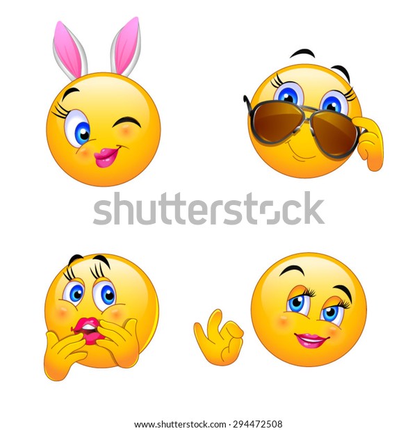 4 Emoji Smiley Faces Stock-vektor (royaltyfri) 294472508