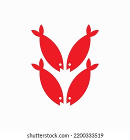 4 Four Fish Red Logo Vector Stock Vector (Royalty Free) 2200333519 ...