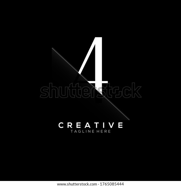4 Four White Number Logo Design Stock Vector (Royalty Free) 1765085444
