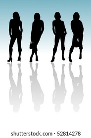 4 Girl Silhouette Reflection Stock Vector (Royalty Free) 52814278 ...