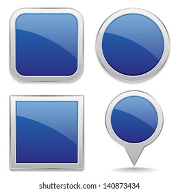 4 Glossy Blue Buttons Different Forms Stock Vector (Royalty Free ...