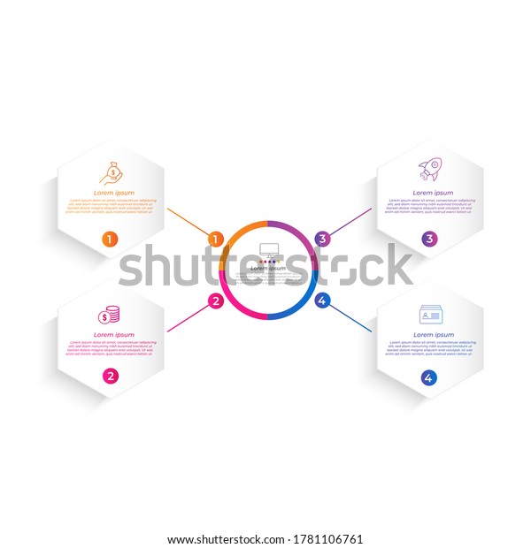 4 Hexagon Circle Partition Color Gradient Stock Vector (Royalty Free ...