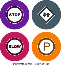 6 Road Signs Icons Sheet Isolated Stock Vector (Royalty Free) 1580586526