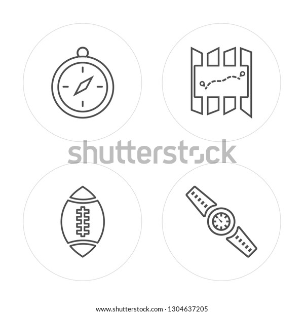 4 Line Compass Rugby Ball Map Stock Vector (Royalty Free) 1304637205 ...