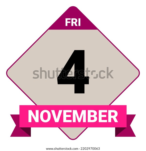 4 November Friday Date Template Useful Stock Vector (Royalty Free ...