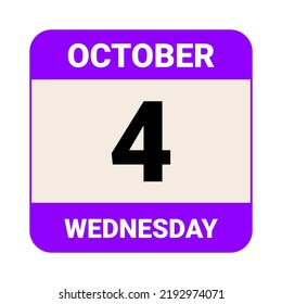 4 October Wednesday Date Template Useful Stock Vector (Royalty Free ...