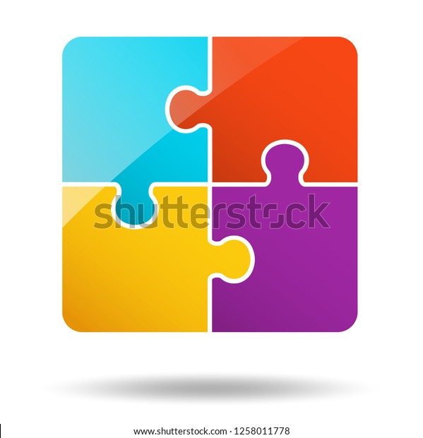 4 Pieces Puzzle Design Stock Vector (Royalty Free) 1258011778 ...