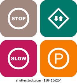 6 Road Signs Icons Sheet Isolated Stock Vector (Royalty Free) 1580586526