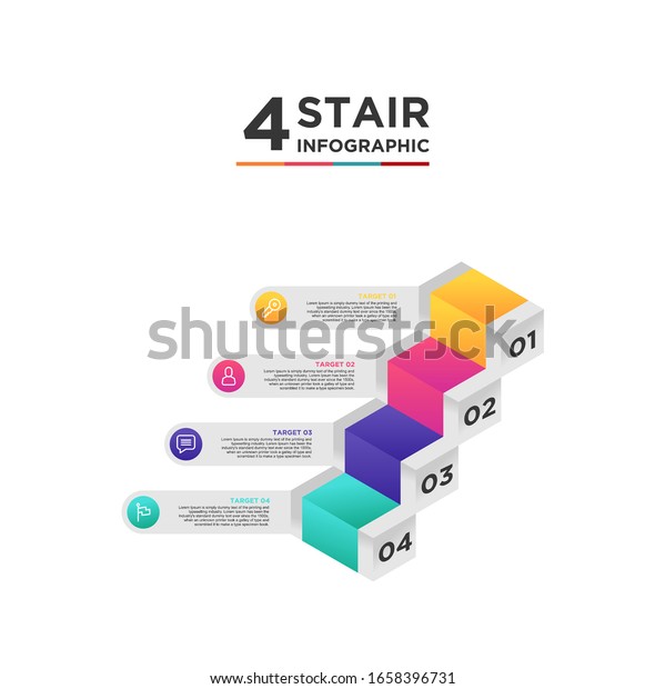 4 Stair Step Timeline Infographic Element Stock Vector (Royalty Free ...
