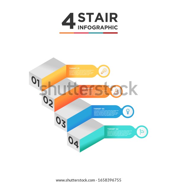 4 Stair Step Timeline Infographic Element Stock Vector (Royalty Free ...