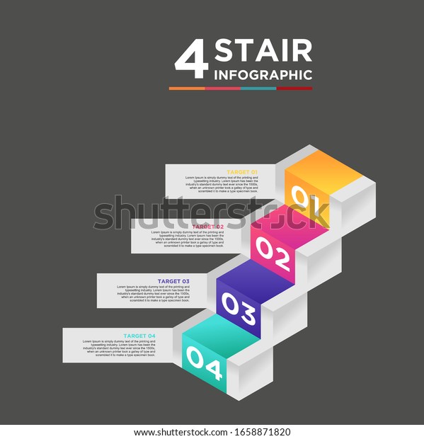 4 Stair Step Timeline Infographic Element 库存矢量图（免版税）1658871820 ...