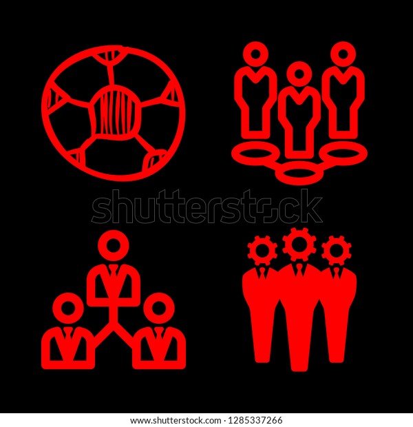 4 Standing Icons Group Working This Stock Vector (Royalty Free ...