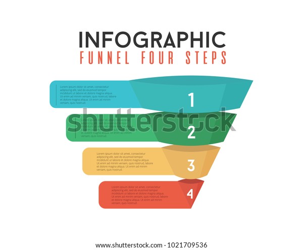4 Steps Positions Funnel Infographic Tornado: เวกเตอร์สต็อก (ปลอดค่า ...