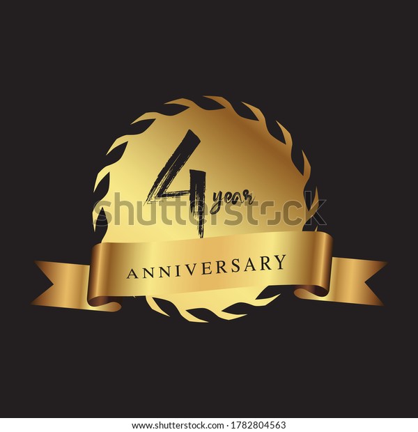 4 Years Anniversary Logo Design Set Stock Vector (Royalty Free ...