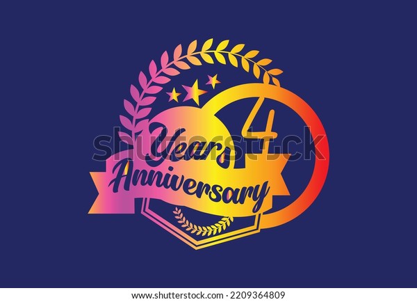 4 Years Anniversary Logo Sticker Design Stock Vector (Royalty Free ...