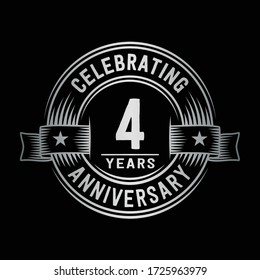 4 Years Logo Design Template 4th Stock Vector (Royalty Free) 1725963982