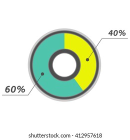 40 60 Percent Pie Chart Isolated Stock Vector (Royalty Free) 412957618