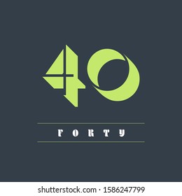 40 Number Shadow Letter Digit Logo Stock Vector (Royalty Free ...