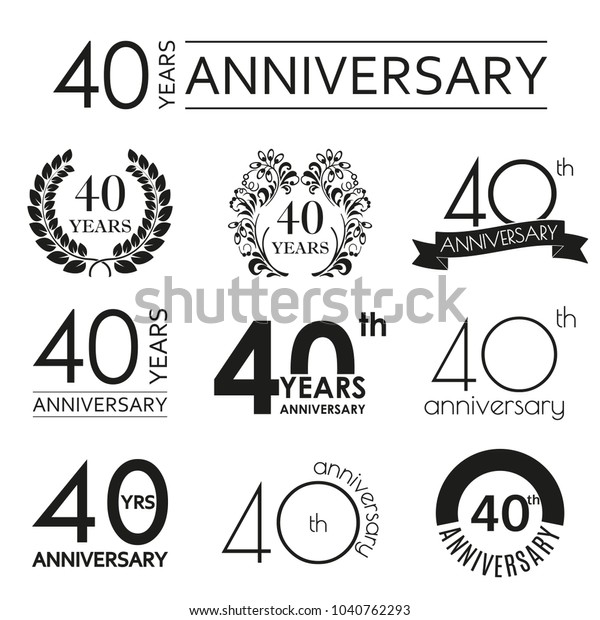 40 Years Anniversary Icon Set 40th Stock Vector (Royalty Free ...