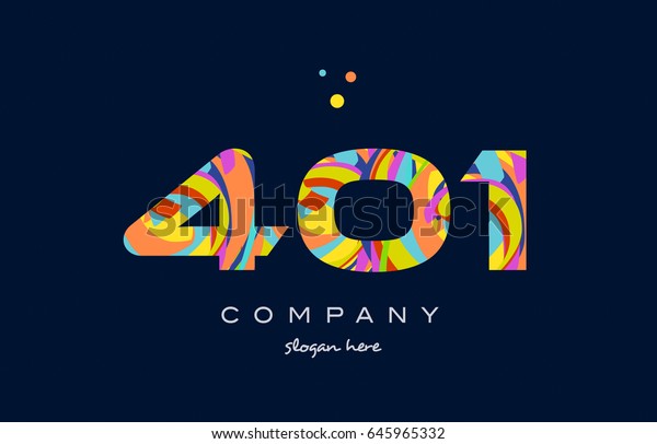 401 Number Digit Numeral Logo Colored Stock Vector (Royalty Free ...