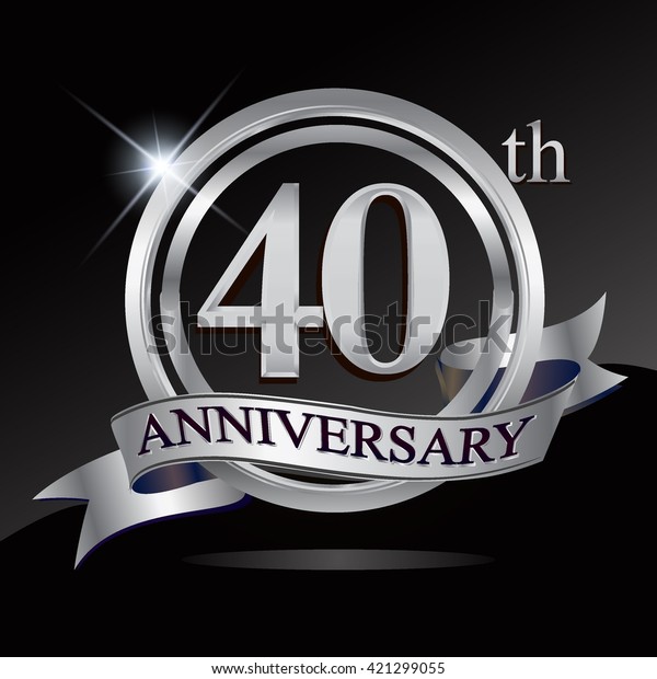 40th Anniversary Logo Silver Ring Ribbon Stock Vector (Royalty Free ...