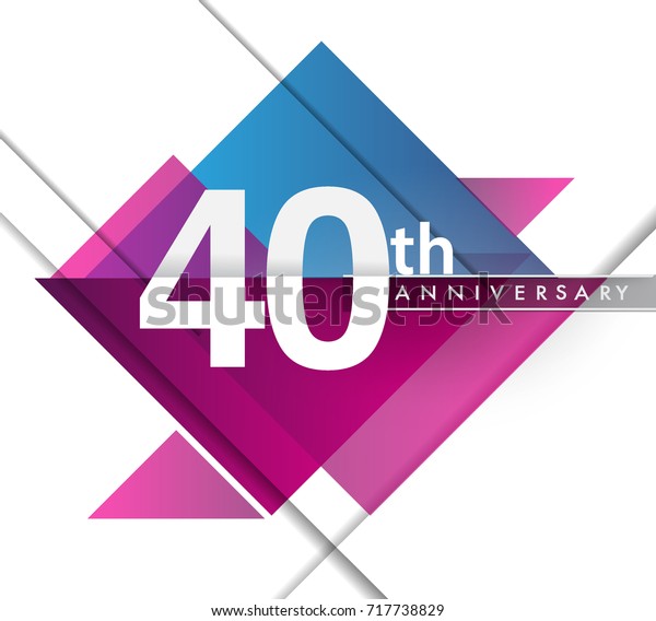 40th years anniversary logo with geometric, vector design birthday ...
