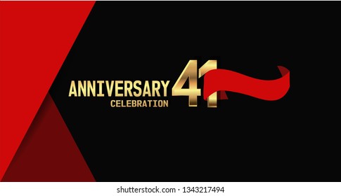 41 Years Anniversary Simple Design Golden Stock Vector (Royalty Free ...