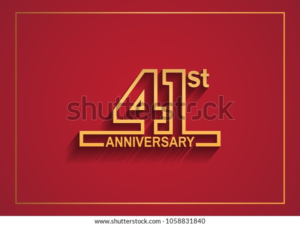 41st Anniversary Design Simple Line Style Stock Vector (Royalty Free ...