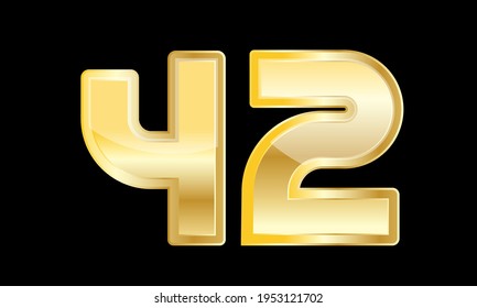 42 Gold Elegant Modern 3d Number Stock Vector (Royalty Free) 1953121702 ...