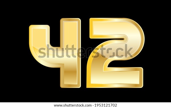 42 Gold Elegant Modern 3d Number Stock Vector (Royalty Free) 1953121702 ...