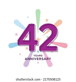 42 Years Anniversary Celebration Vector Template Stock Vector (Royalty ...