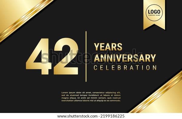 42 Years Anniversary Template Design Golden Stock Vector (Royalty Free ...