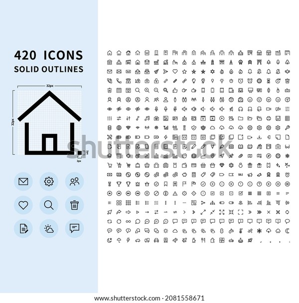 420 Simple Outline Icon Set Stock Vector (Royalty Free) 2081558671 ...