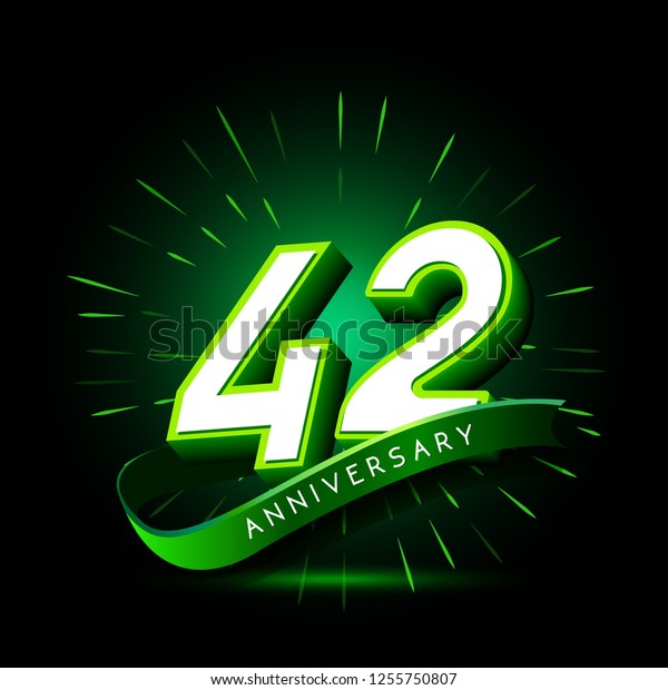 42nd Anniversary Neon Text Vector Design Stock Vector (Royalty Free ...