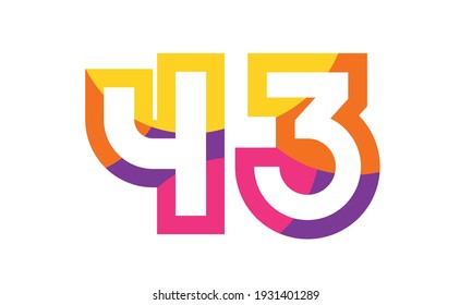 43 Colorful Fun Modern Flat Number Stock Vector (Royalty Free ...