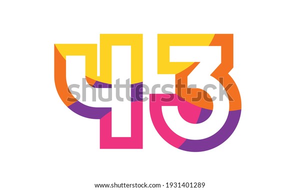 43 Colorful Fun Modern Flat Number Stock Vector (Royalty Free ...