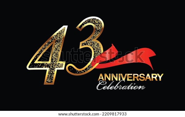 43 Year Anniversary Celebration Vector Design Stock Vector (Royalty ...