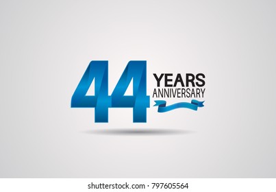 44 Years Anniversary Logotype Design Blue Stock Vector (Royalty Free ...
