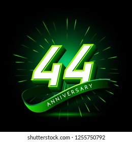 44th Anniversary Neon Text Vector Design Stock Vector (Royalty Free ...
