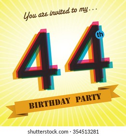 「44th Birthday Party Invite Template Design」のベクター画像素材（ロイヤリティフリー ...