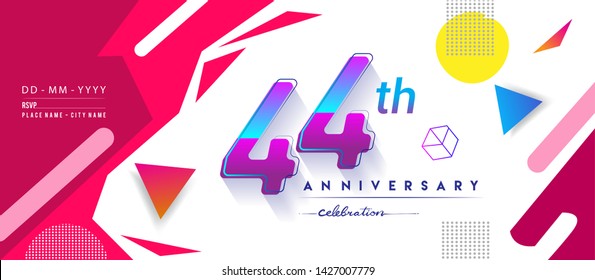 44th Years Anniversary Logo Vector Design Stock Vector (Royalty Free ...