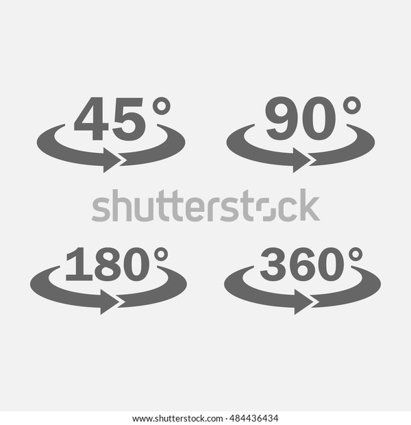 Icono vectorial de vista de 45, 90, 180, 360 grados aislado del fondo ...