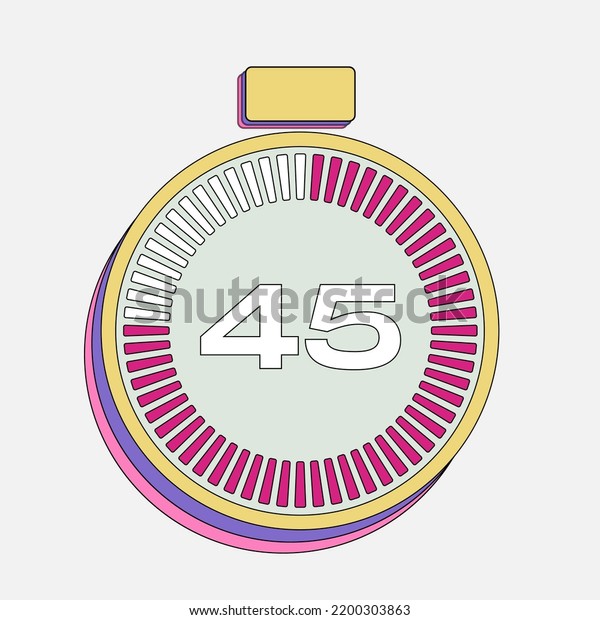 45 Minutes Timer Stopwatch Symbol Flat Stock Vector (Royalty Free ...
